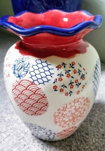 Rice Paper Decals for Ceramics | Waves Red | Japan Crafts