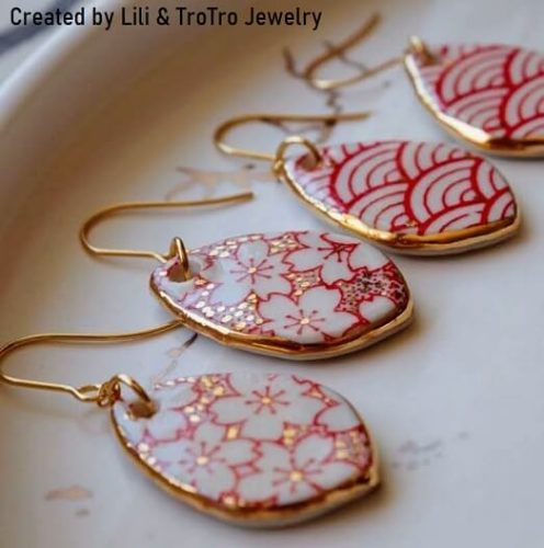 Rice Paper Decals for Ceramics | Waves Red | Japan Crafts